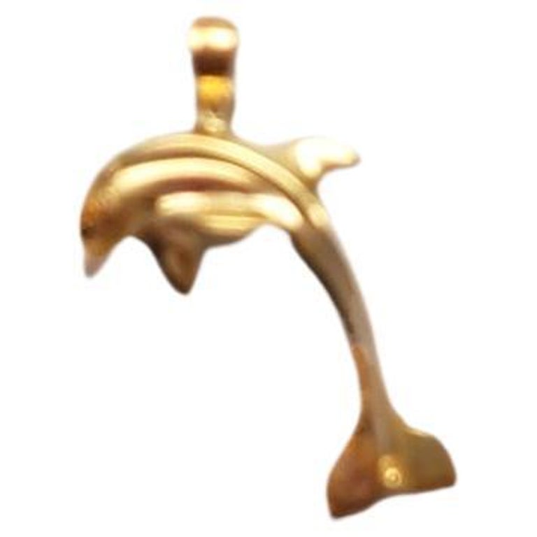 14K Yellow Gold Dolphin Pendant For Sale at 1stDibs
