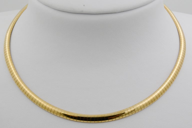 14 Karat Yellow Gold Domed Omega Necklace at 1stDibs