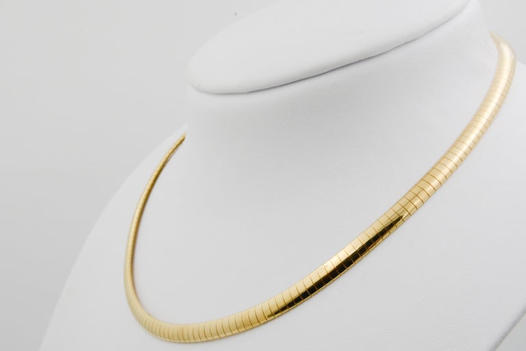 14 Karat Yellow Gold Domed Omega Necklace at 1stDibs