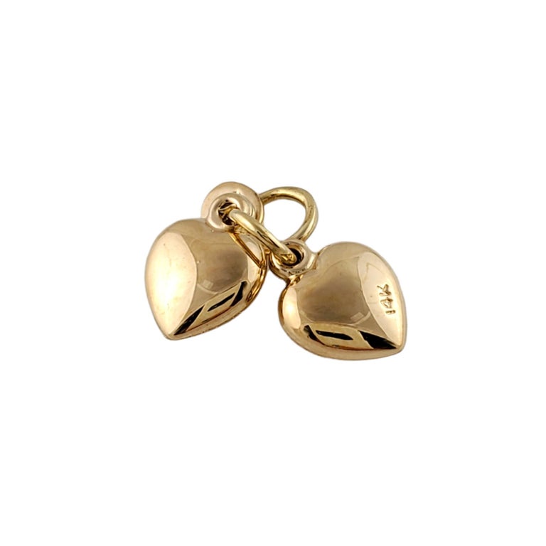 14K Yellow Gold Double Heart Charm at 1stDibs