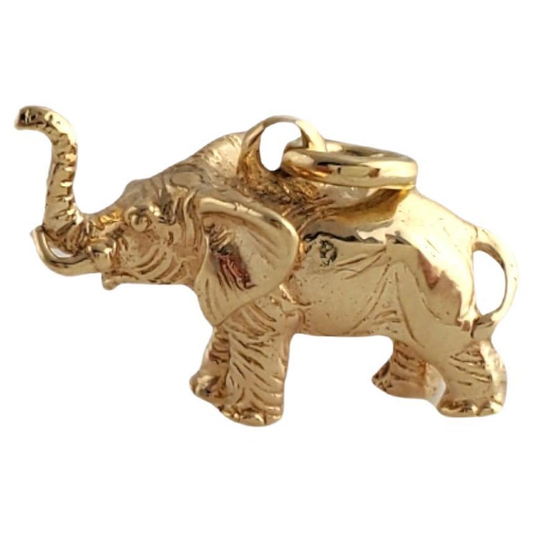 14K Yellow Gold Elephant Charm For Sale at 1stDibs