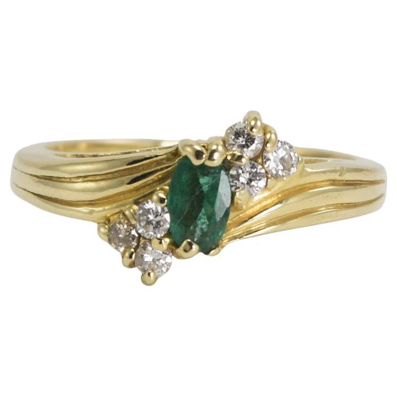 14K Yellow Gold, 4.25 CT Diamond and Emerald Insert Ring For Sale at ...
