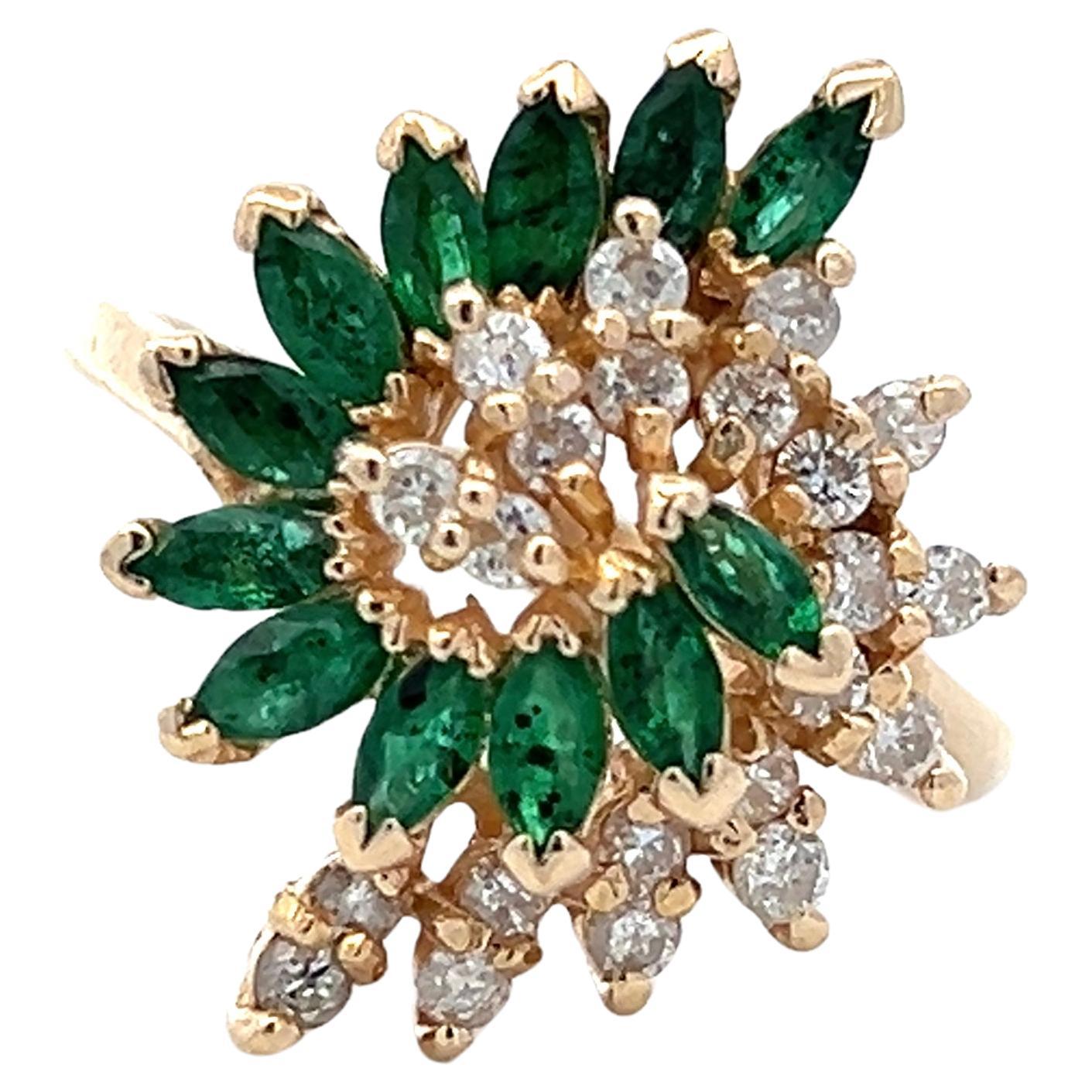 Erte "Peacock" Yellow Gold Emerald and Diamond Ring at 1stDibs | erte ...