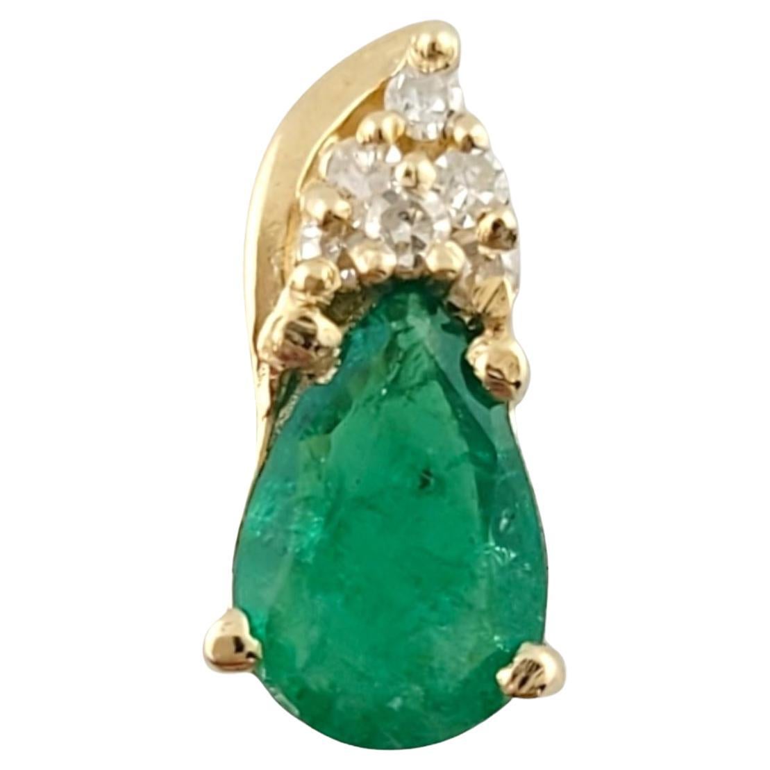 Gin and Grace 14K Yellow Gold Natural Emerald Pendant with Diamonds for women For Sale at 1stDibs
