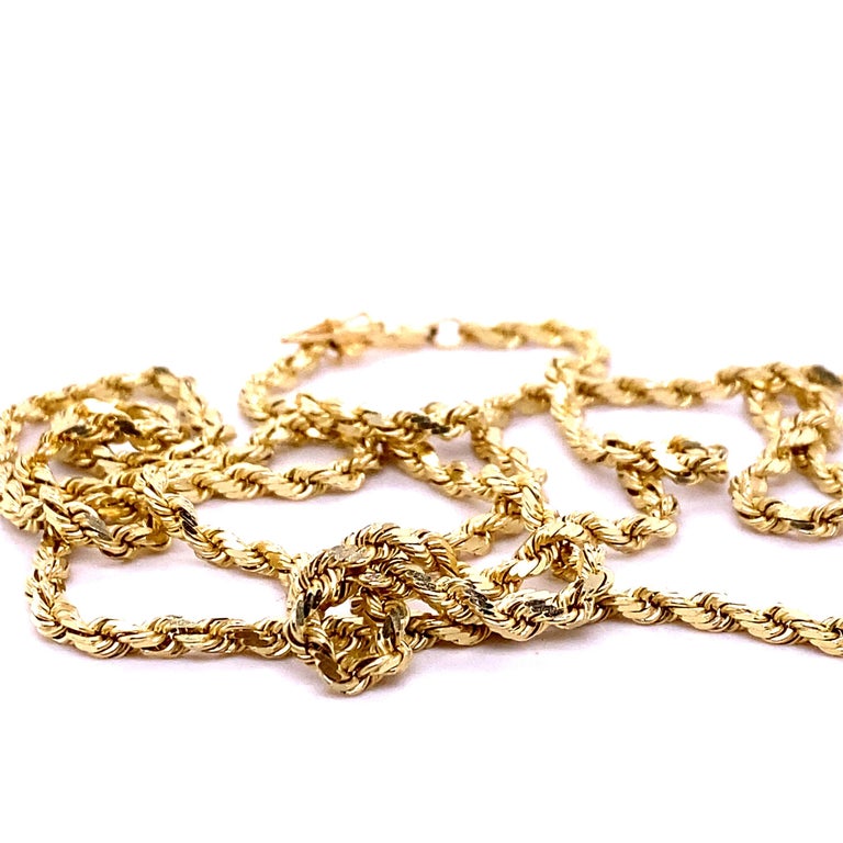 14k Yellow Gold Faceted Rope Chain For Sale at 1stDibs