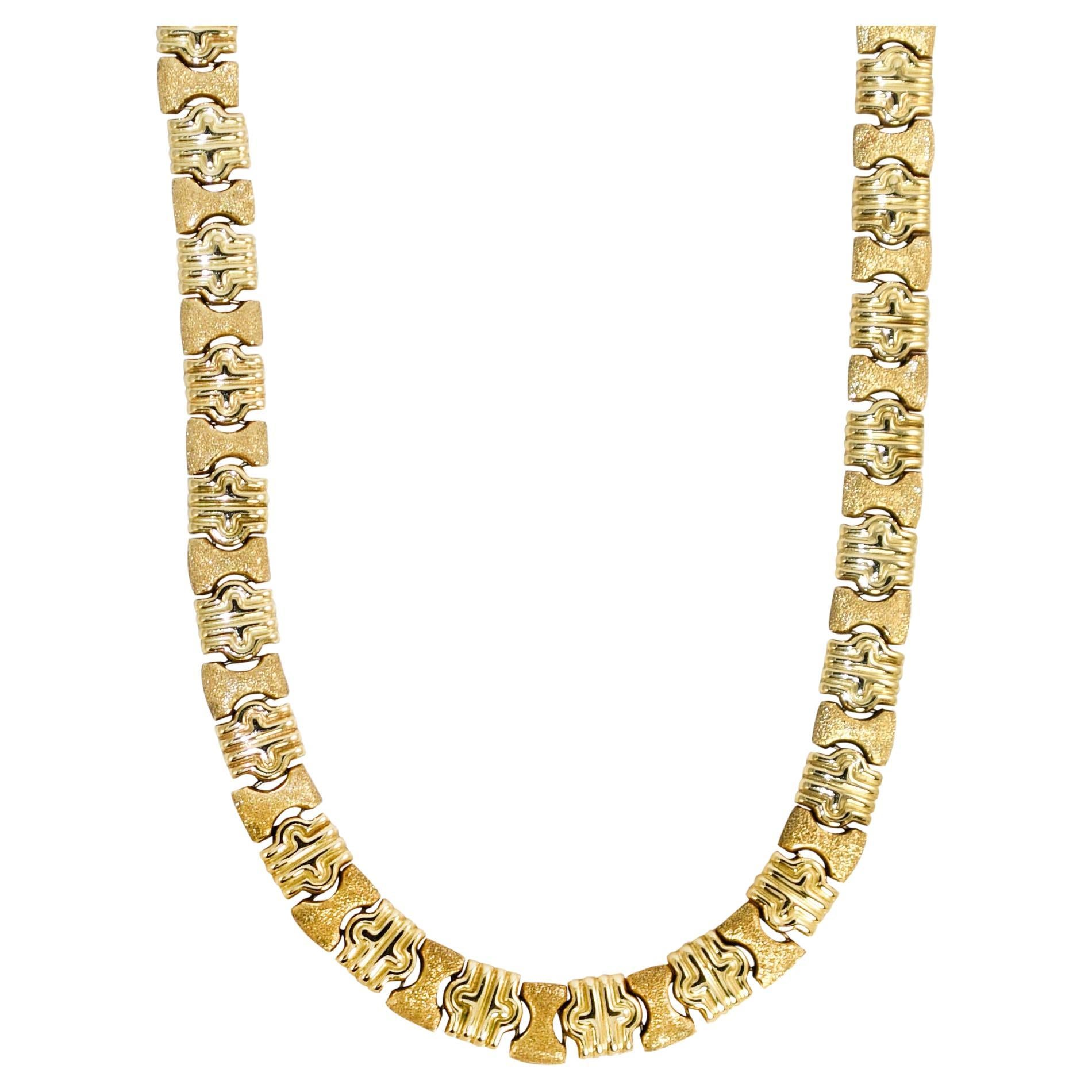 14K Yellow Gold Fancy Custom Link Chain Necklace, 39.1gr For Sale at ...