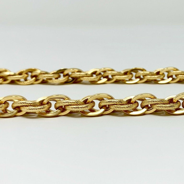 14 Karat Yellow Gold Fancy Polished Textured Cable Link Necklace For ...