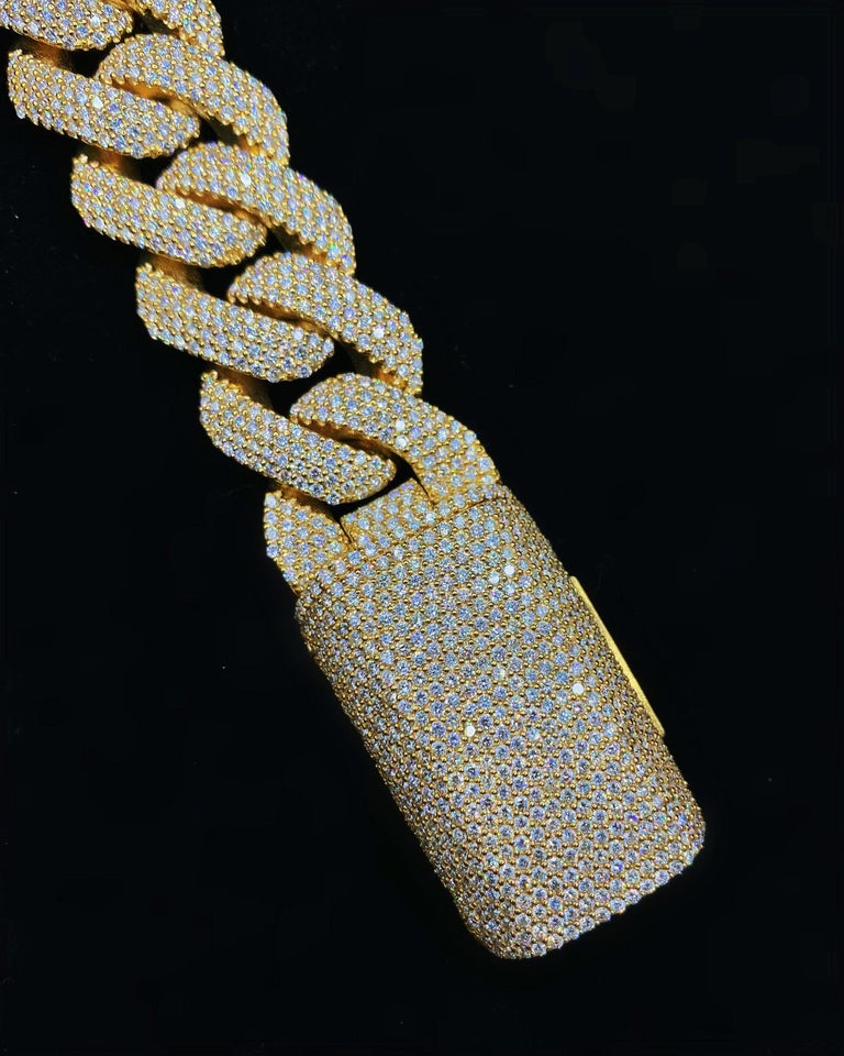 14k Yellow Gold Fashion Cuban Link Diamond Bracelet For Sale at 1stDibs