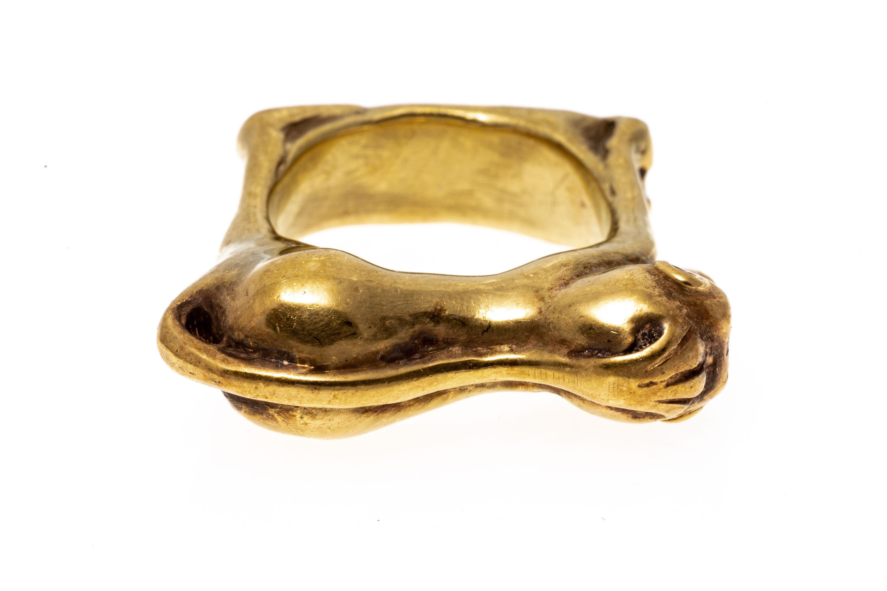 14K Yellow Gold Figural Monkey Ring with Diamond Eyes For Sale at 1stDibs