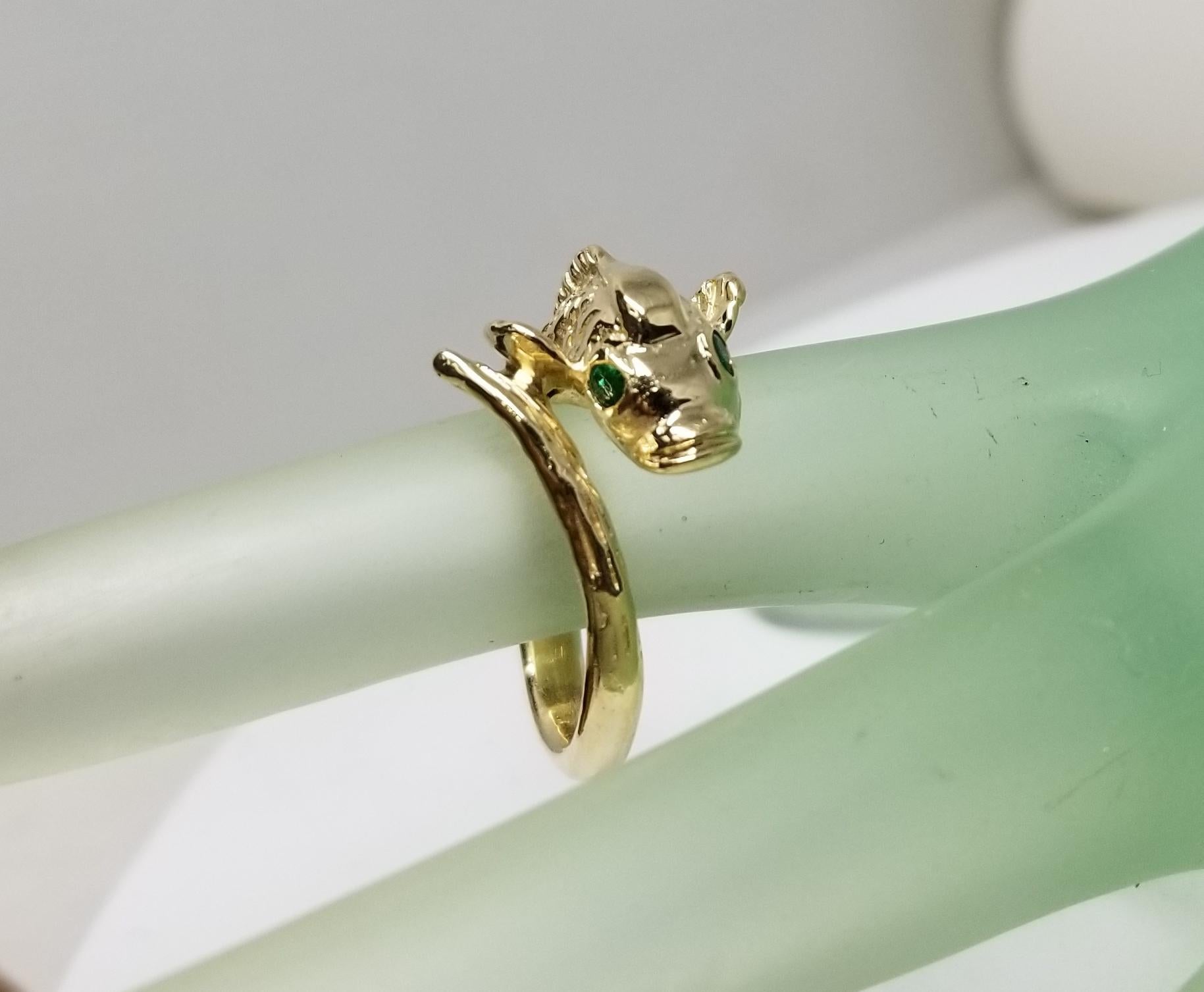 14 Karat Yellow Gold "Fish" Ring with Emerald Eyes at 1stDibs | gold ...