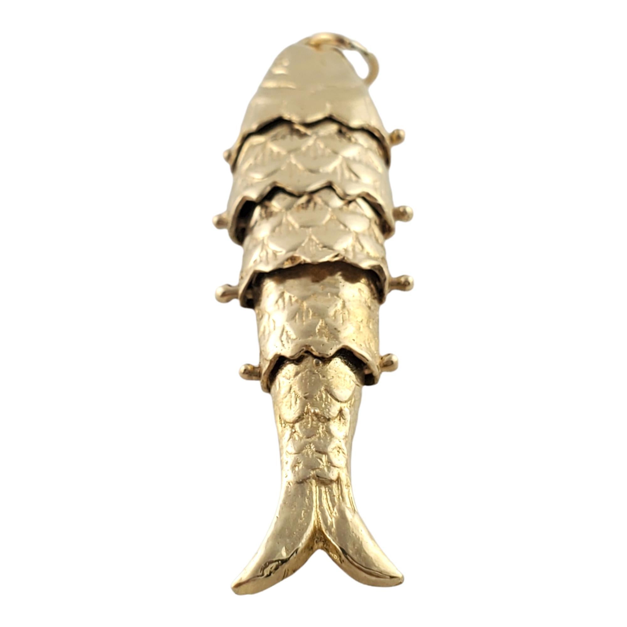 14K Yellow Gold Flexible Fish Charm For Sale at 1stDibs