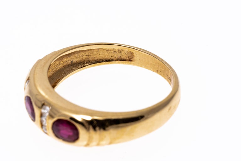 14k Yellow Gold Flush Set Ruby and Channel Diamond Band Ring For Sale ...
