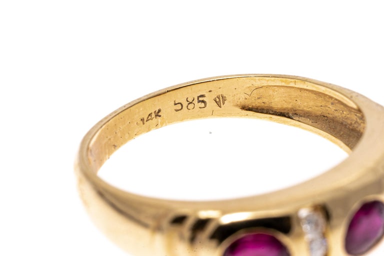 14k Yellow Gold Flush Set Ruby and Channel Diamond Band Ring For Sale ...