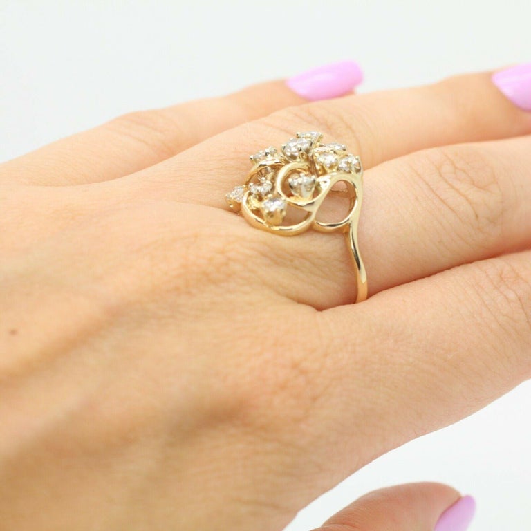 14 Karat Yellow Gold Freeform Diamond Ring 1.20 Carat For Sale at ...