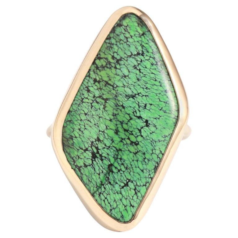 14k Yellow Gold Freeform Turquoise Ring For Sale at 1stDibs
