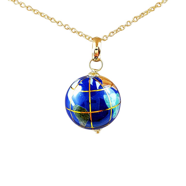14K Yellow Gold Globe Charm For Sale at 1stDibs