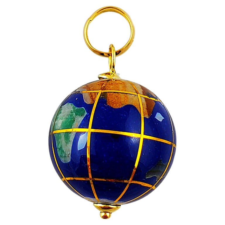 14K Yellow Gold Globe Charm at 1stDibs