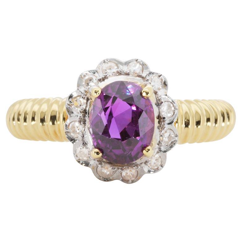 14k Yellow Gold Gold Ring W 1 58ct Sapphire And Natural Diamonds Igi