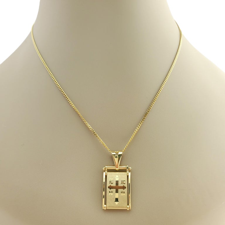 14K Yellow Gold Greek Cross Pendant For Sale at 1stDibs