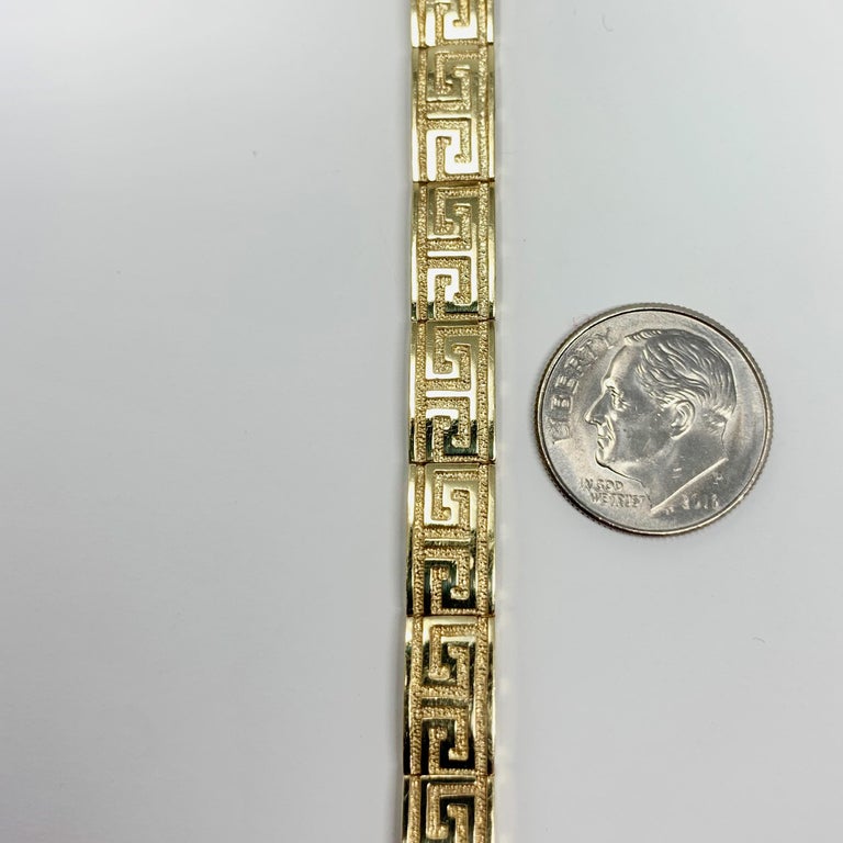 14 Karat Yellow Gold Greek Key Link Chain Bracelet For Sale at 1stDibs ...