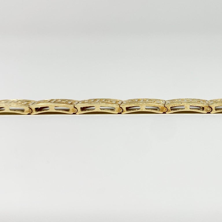 14 Karat Yellow Gold Greek Key Link Chain Bracelet For Sale at 1stDibs ...
