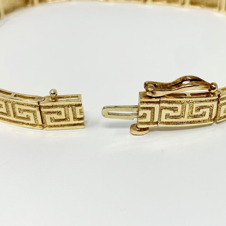 14 Karat Yellow Gold Greek Key Link Chain Bracelet For Sale at 1stDibs ...