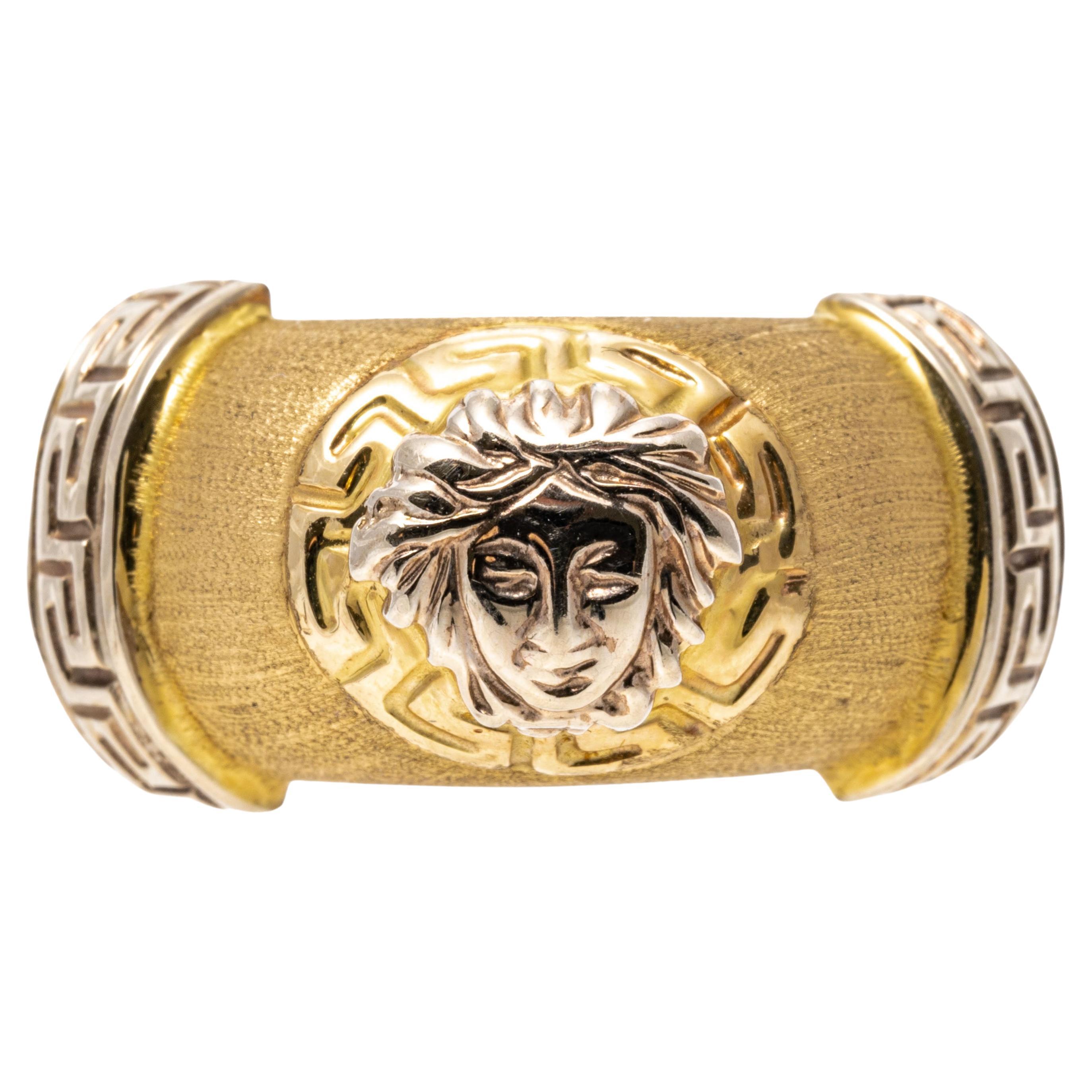 Victorian Enamel 14 Karat Gold Greek Key Band Ring at 1stDibs