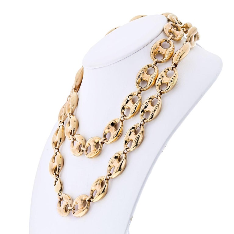 14 Karat Yellow Gold Gucci Style Light Weight Chain Necklace For Sale ...