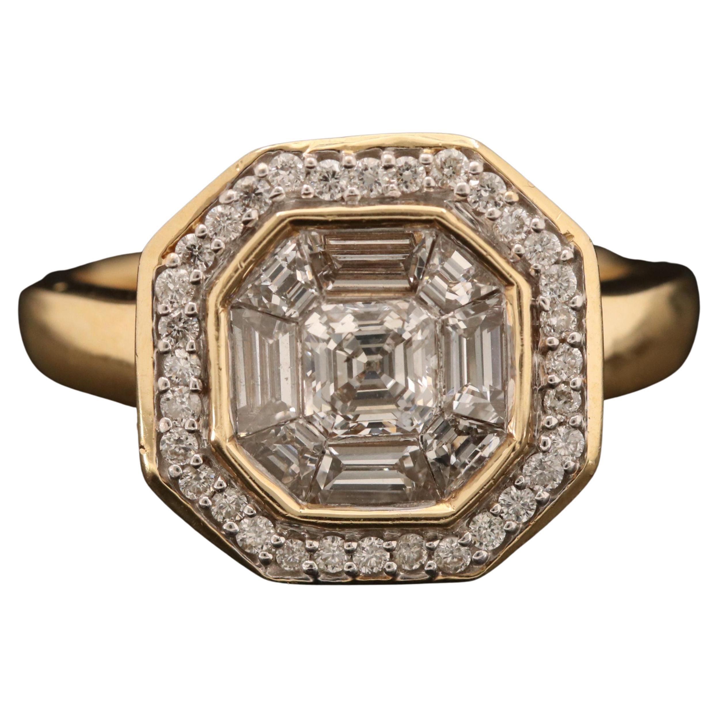 Art Deco Style 3.00 Carat Diamond Engagement Ring 14 Karat Yellow Gold ...