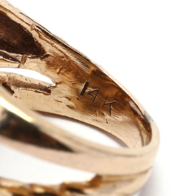 14K Yellow Gold Heavy Ridged Knot Ring at 1stDibs