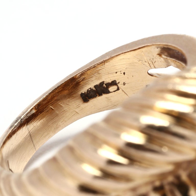 14K Yellow Gold Heavy Ridged Knot Ring at 1stDibs