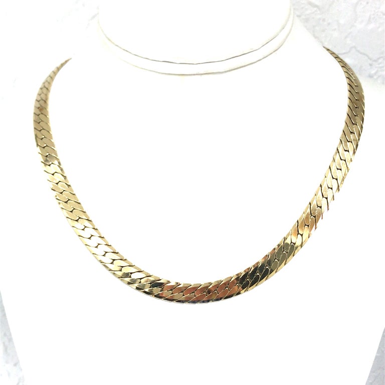 14K Yellow Gold Herringbone Chain For Sale at 1stDibs