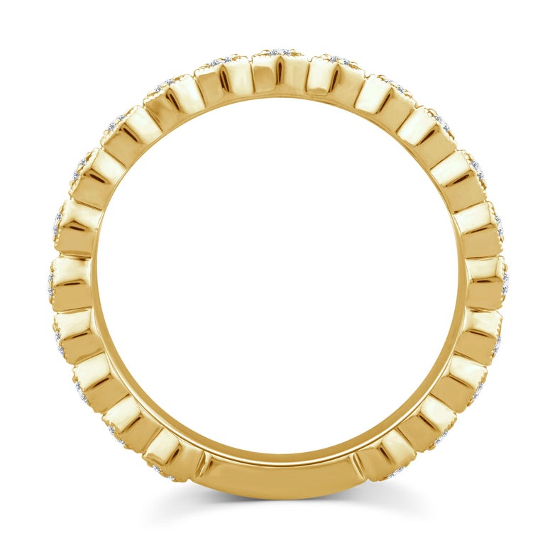 14K Yellow Gold Honeycomb Diamond Stackable Ring For Sale at 1stDibs