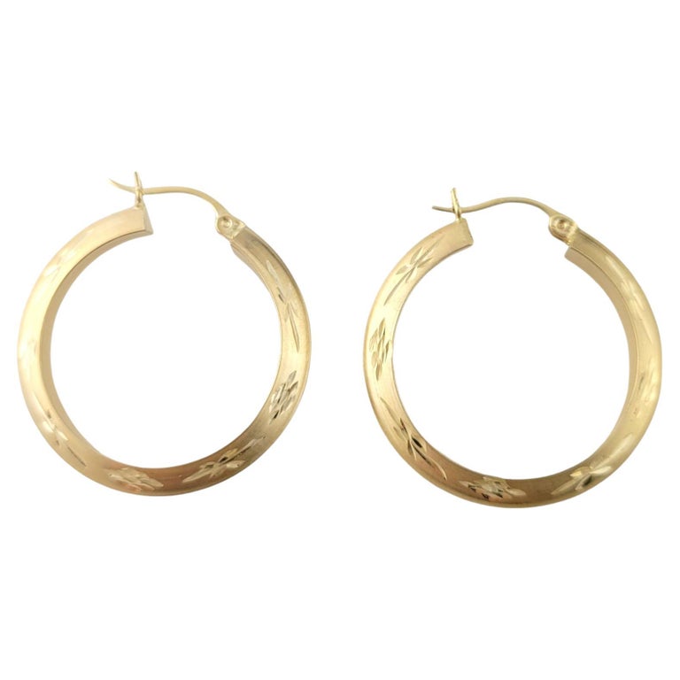 14k Yellow Gold Hoop Earrings For Sale at 1stDibs