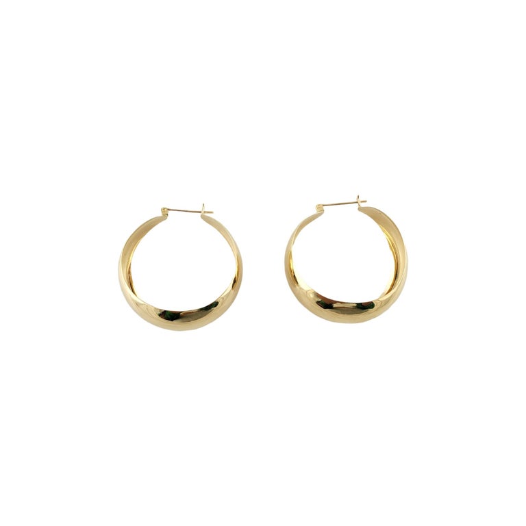 14K Yellow Gold Hoops For Sale at 1stDibs