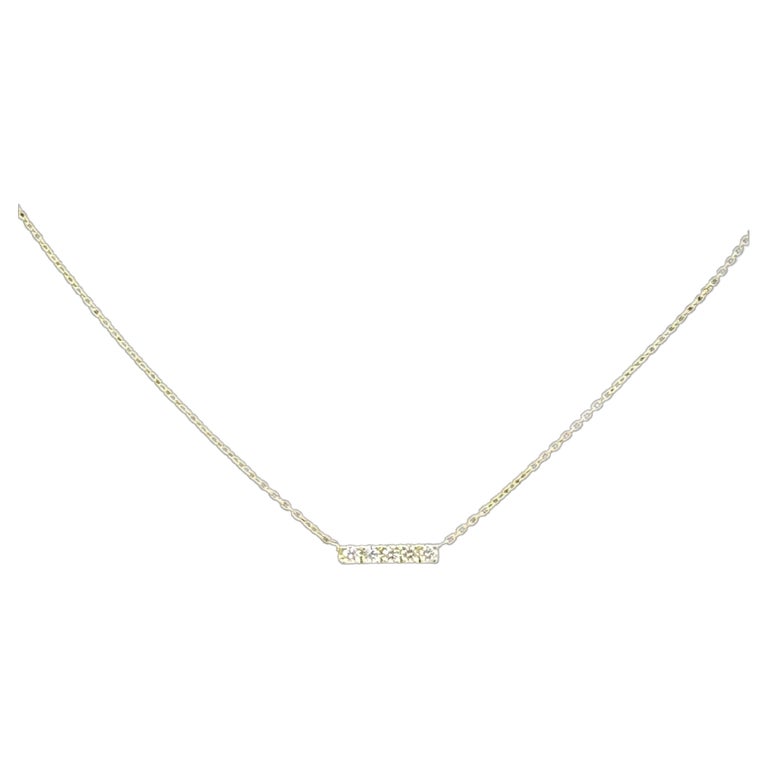 14K Yellow Gold Horizontal Bar Diamond Necklace For Sale at 1stDibs