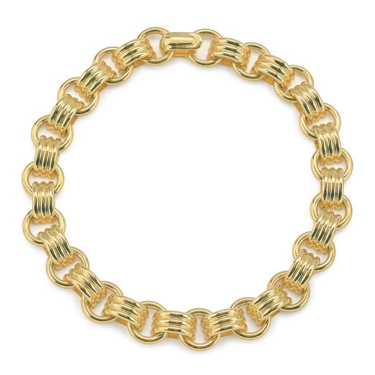 14 Karat Yellow Gold Italian Gold Custom Link Necklace and Bracelet at ...