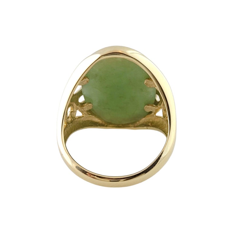 14K Yellow Gold Jade Ring For Sale at 1stDibs