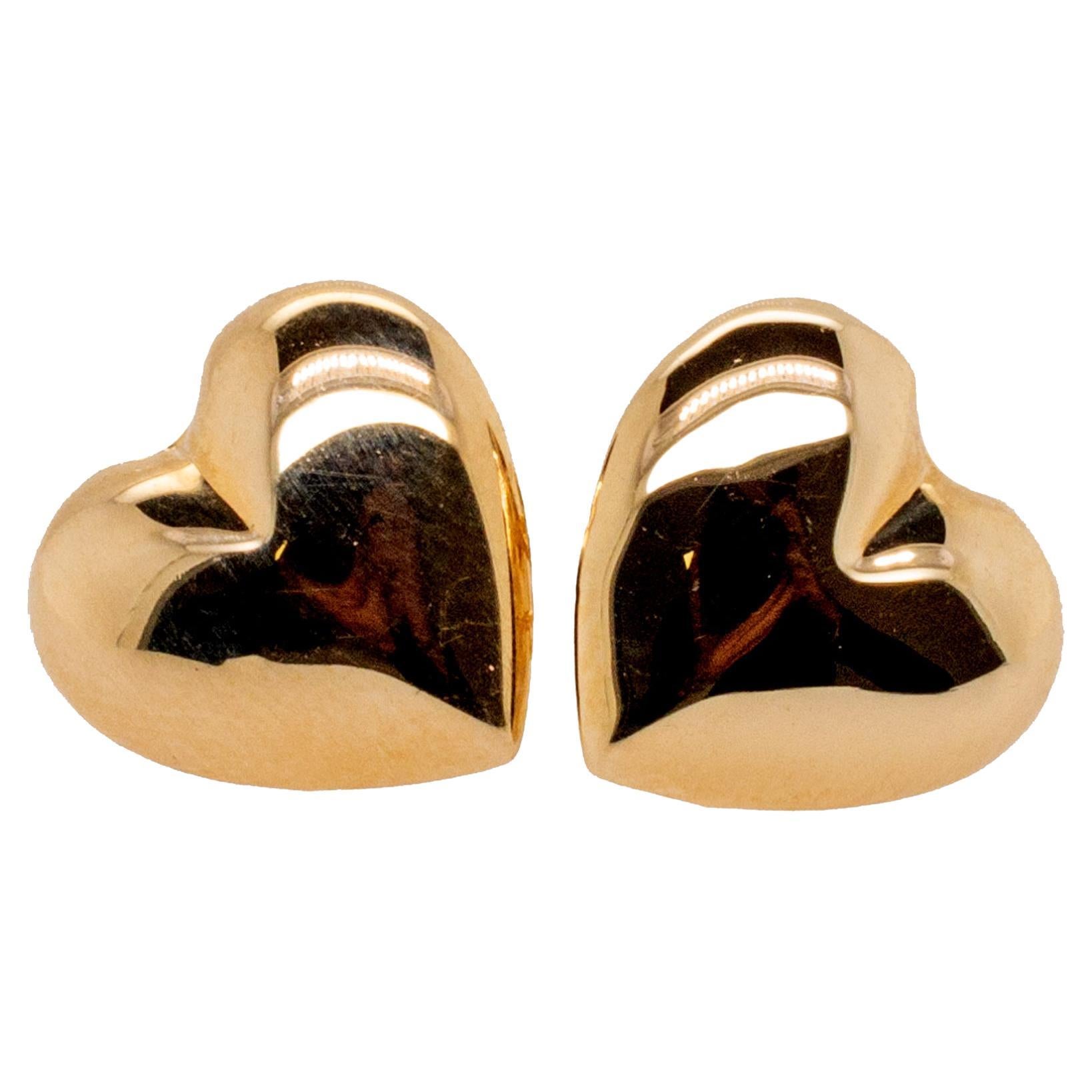 'The Love Heart' Stud Earrings, 14K Yellow Gold For Sale at 1stDibs