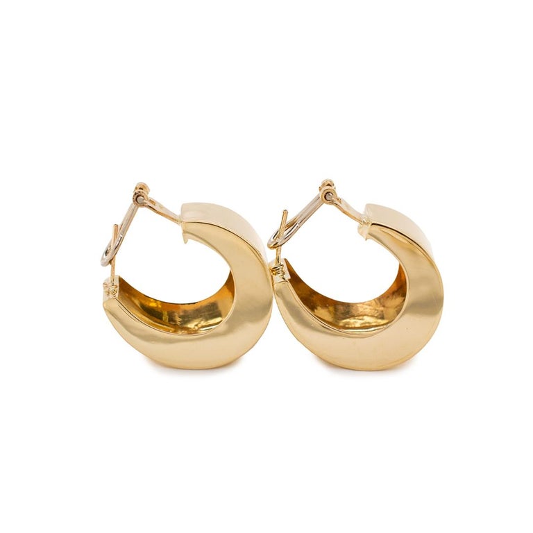 14K Yellow Gold Ladies Hoops Earrings For Sale at 1stDibs