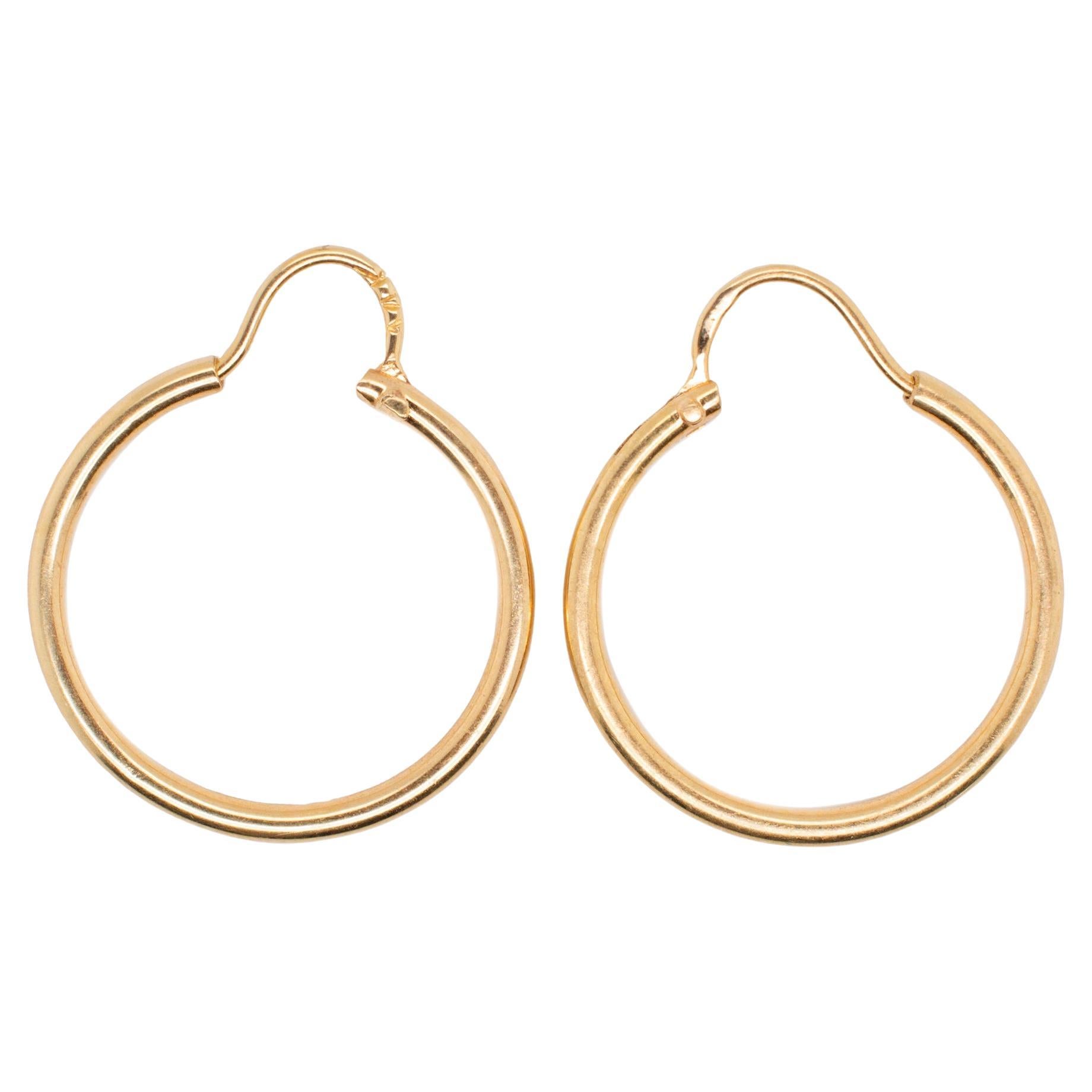 14K Yellow Gold Small Hoop Earrings at 1stDibs