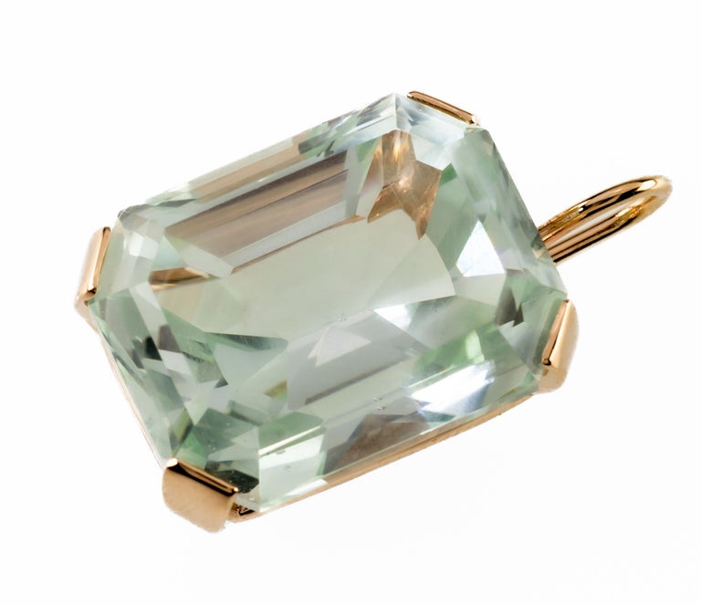 14k Yellow Gold Large Blue Topaz Pendant Gorgeous! For Sale at 1stDibs