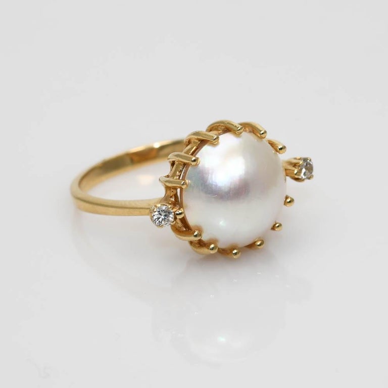 14K Yellow Gold Mabe Pearl Ring, 4gr at 1stDibs