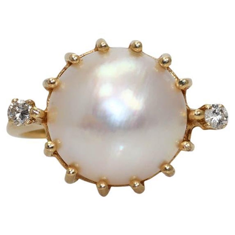 14K Yellow Gold Mabe Pearl Ring, 4gr at 1stDibs