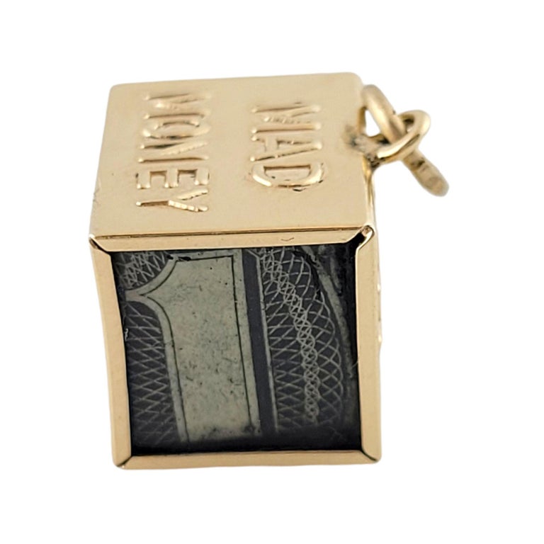 14k Yellow Gold Mad Money Box Charm For Sale at 1stDibs