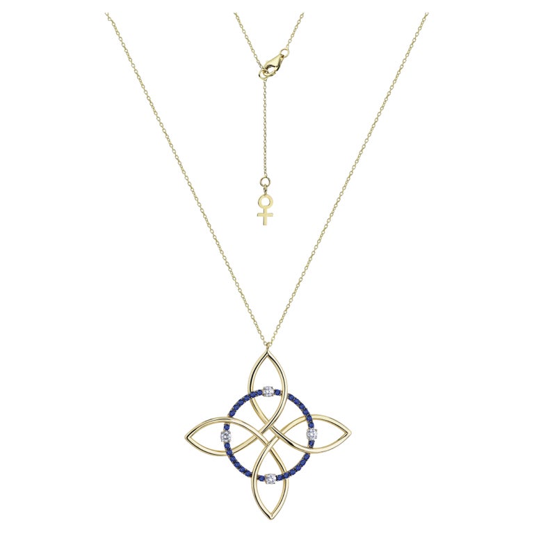 14K Yellow Gold Magnific Magic Knot Necklace with Diamonds For Sale at ...