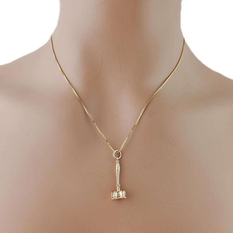 14K Yellow Gold Mallet Charm For Sale at 1stDibs