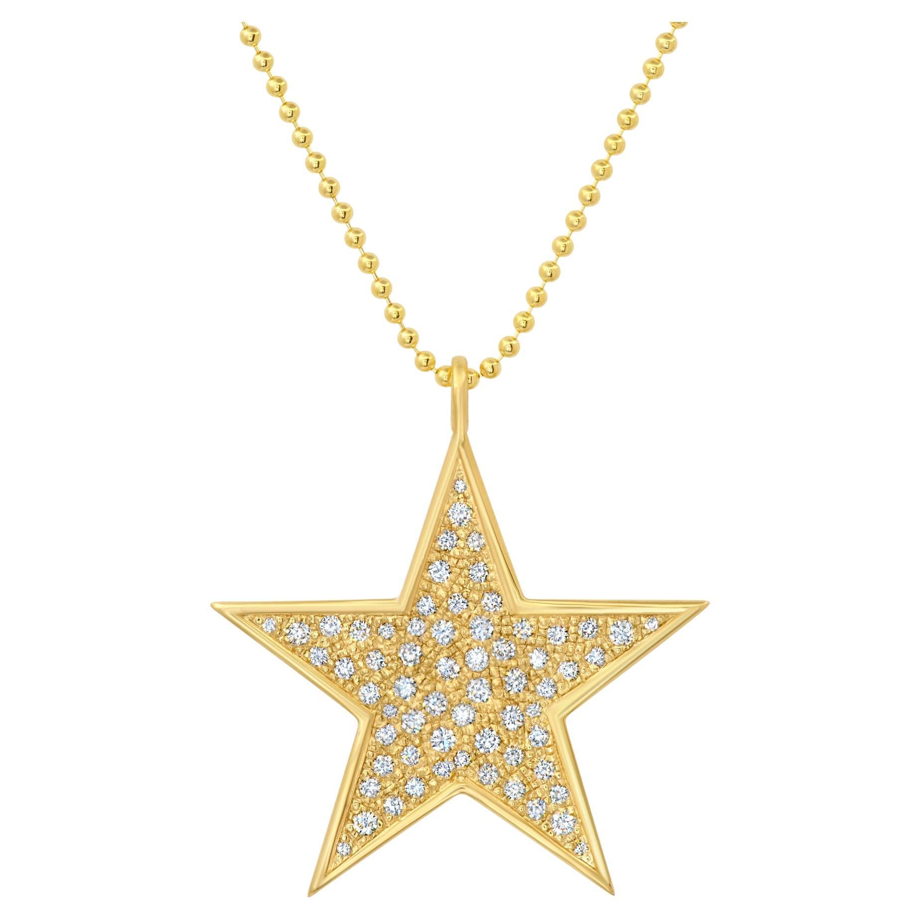 Charms Company Star Necklace in 14k Yellow Gold with 3.45 Ct Black ...