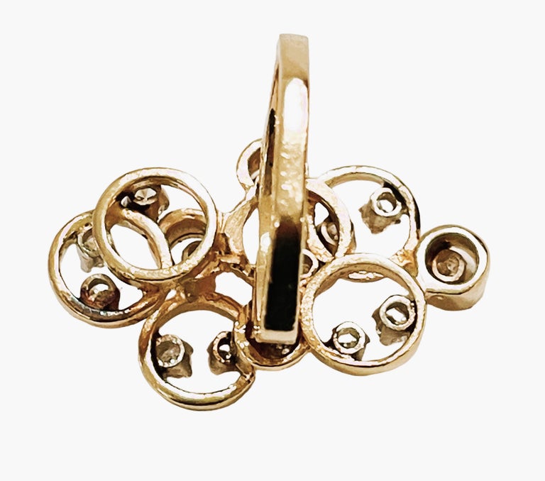 14k Yellow Gold Modernist Circle Diamond Ring with Appraisal For Sale ...