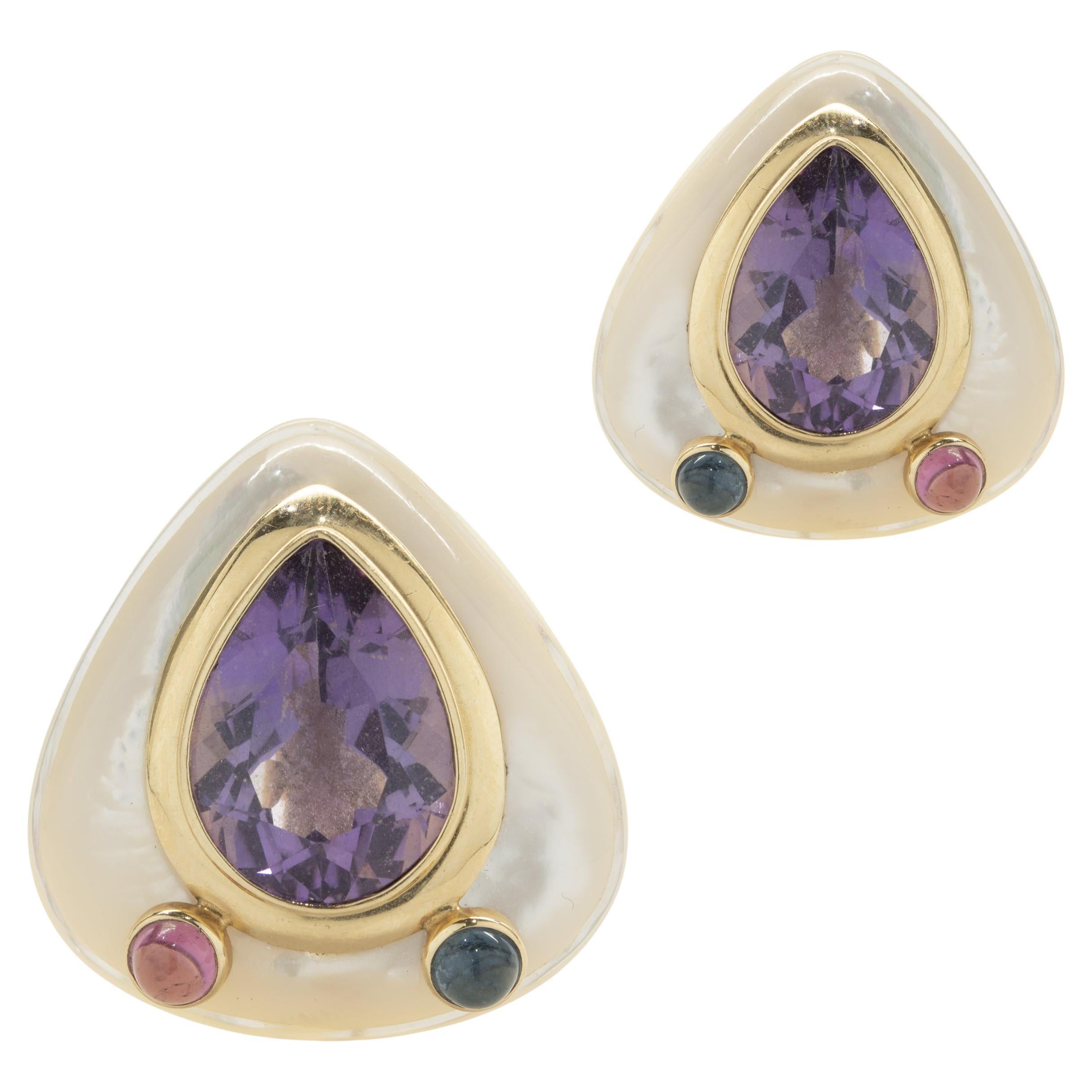 Gregg Ruth Diamond Amethyst Rubilite Tourmaline Topaz Flower Necklace ...